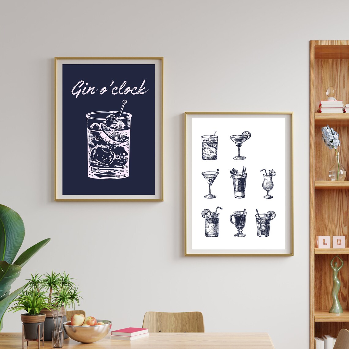 Gin Oclock Cocktail Poster Instant Download Art for Bar Cart Kitchen ...