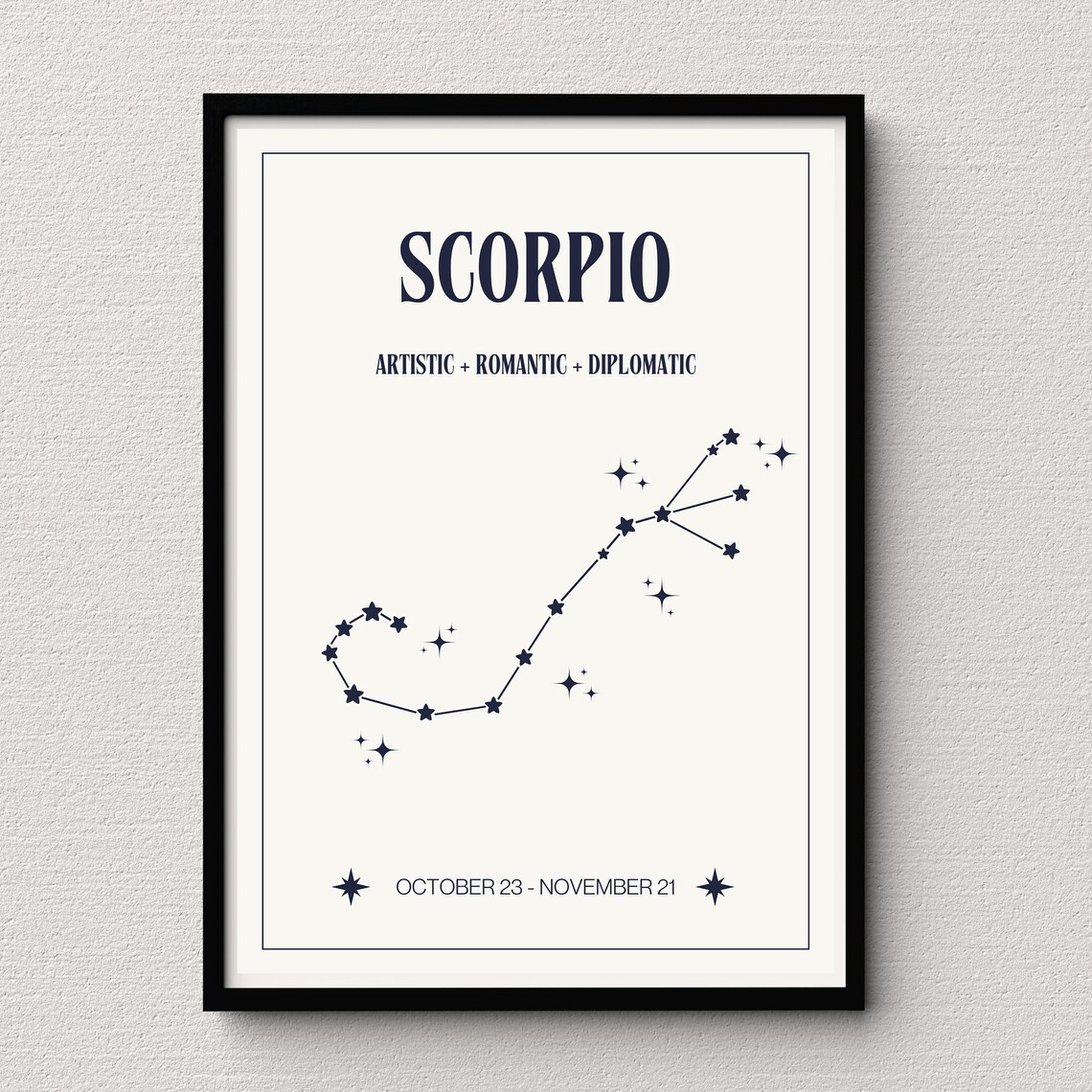 Scorpio Star Map Cream Digital Print | Astrological Sign Poster ...