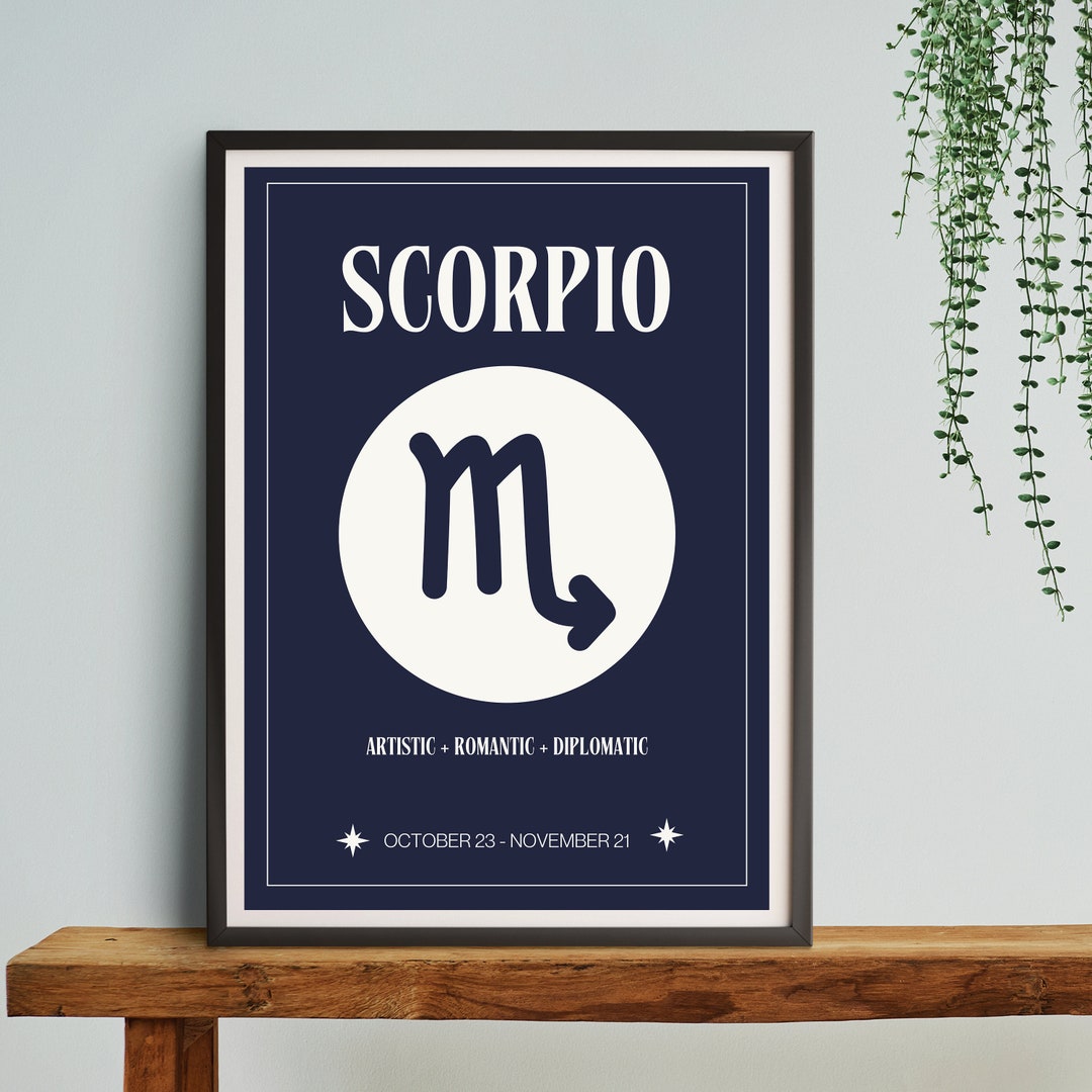 Scorpio Star Sign Navy Digital Print | Astrological Sign Poster ...