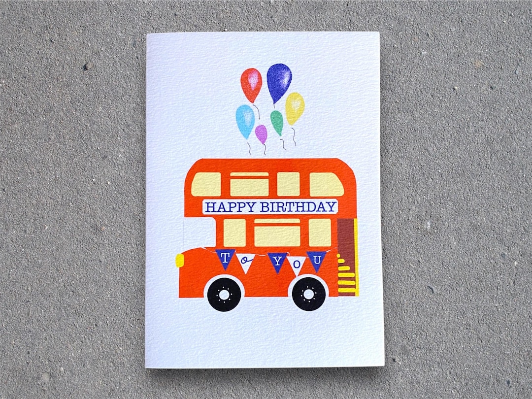 Red London Bus, Red London Bus Birthday Card, Red Bus Birthday Card ...