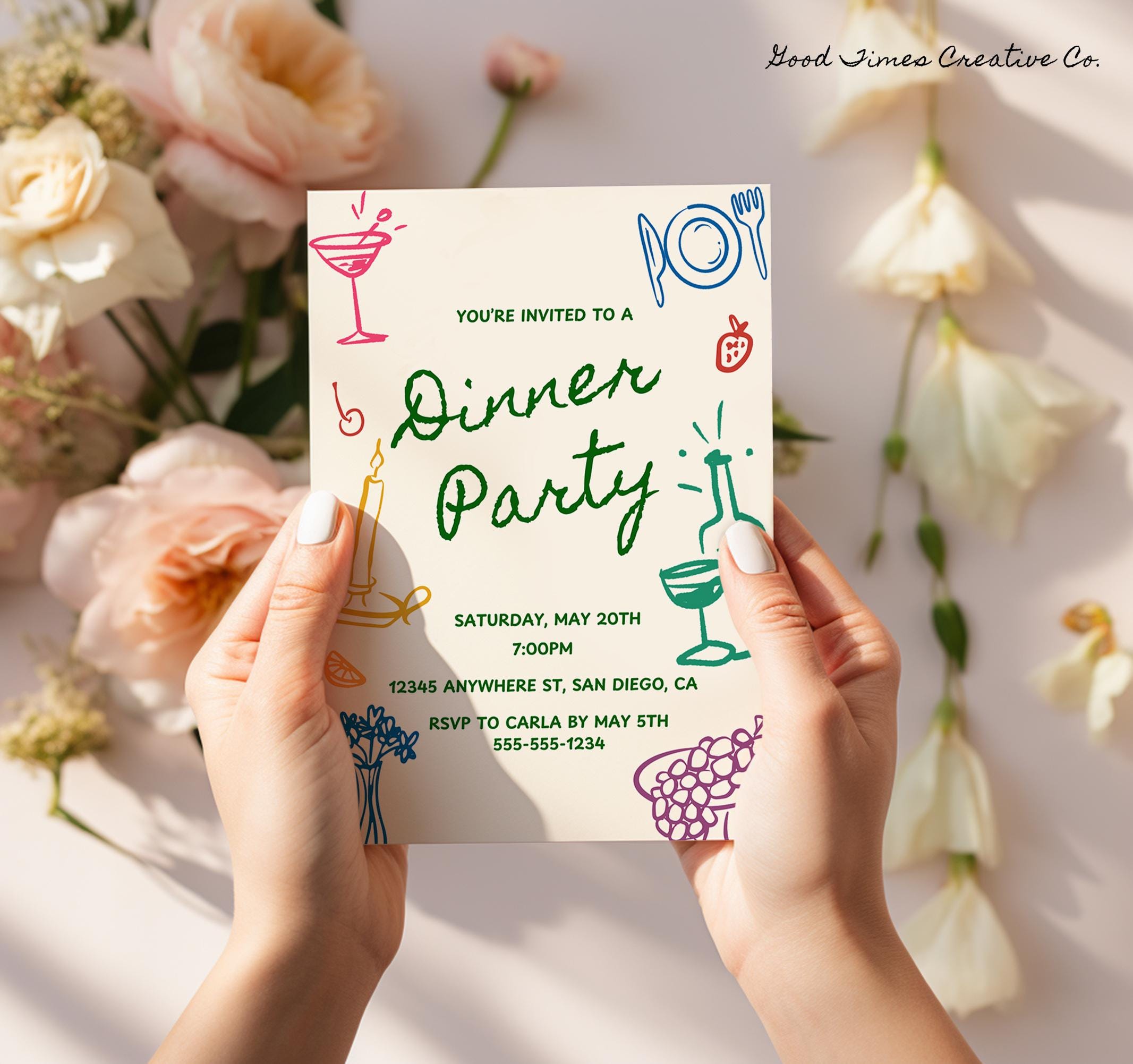 Hand-drawn Dinner Party Invitation: Whimsical Scribble Design (canva ...