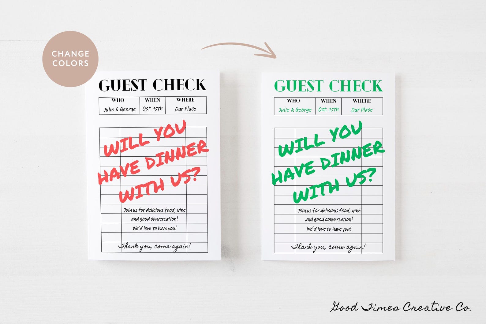 Dinner Party Invitation Template, Editable, Handwritten Invitation ...