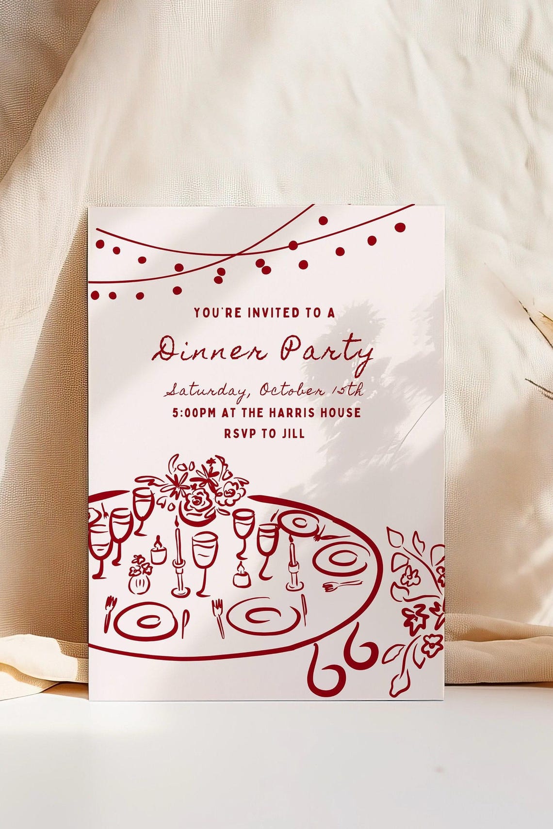 Hand-drawn Dinner Party Invitation Template: Whimsical Scribble Design ...