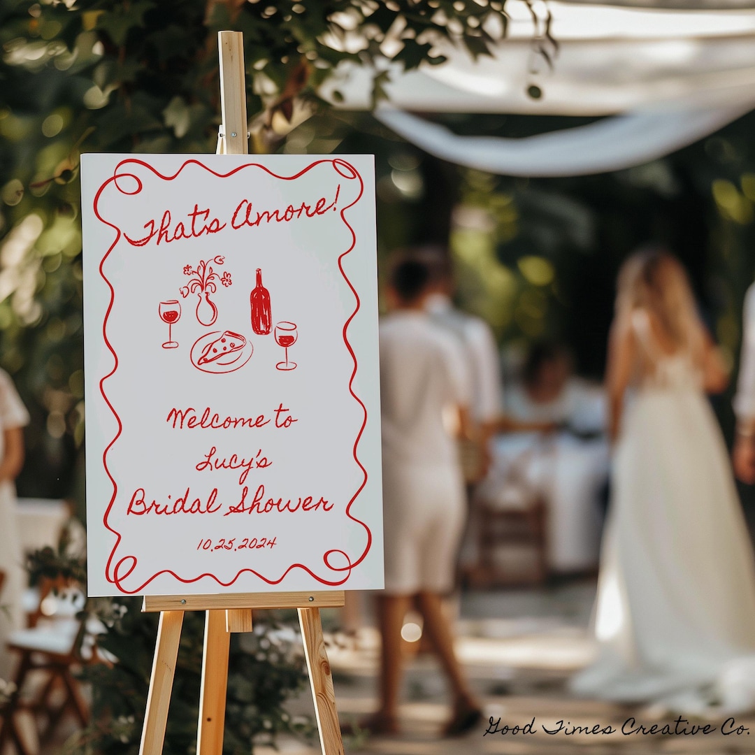 That's Amore Bridal Shower Welcome Sign, Hand Written, Whimsical ...