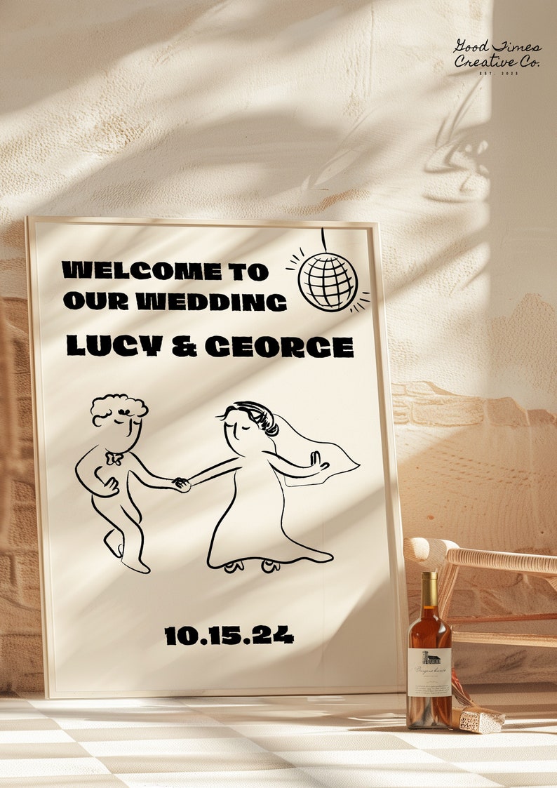 Whimsy Hand Drawn Wedding Welcome Sign Template Wedding Illustrations ...