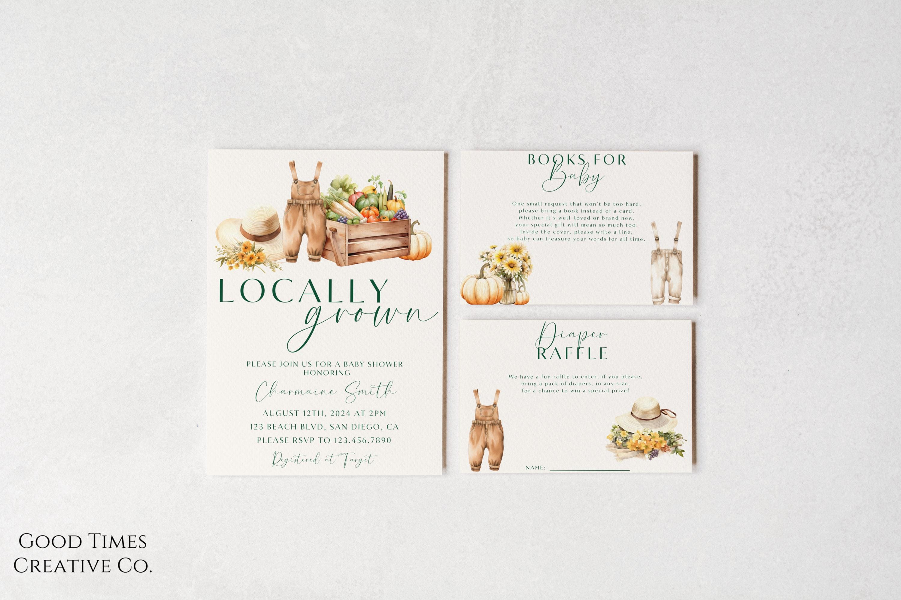 Locally Grown Baby Shower Invitation Template: Farm Market Theme (canva ...