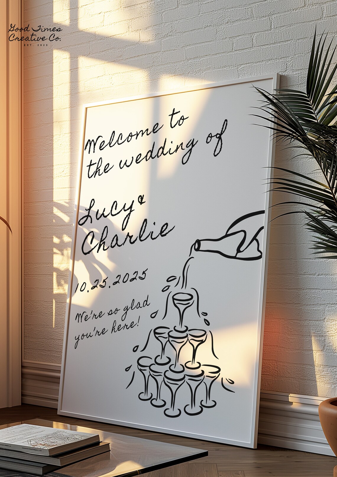 Wedding Welcome Sign Template Hand Drawn Scribble Illustration ...