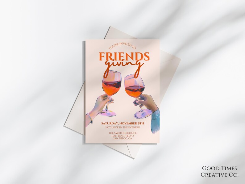 Friendsgiving Party Invitation: Editable Canva Template - Etsy