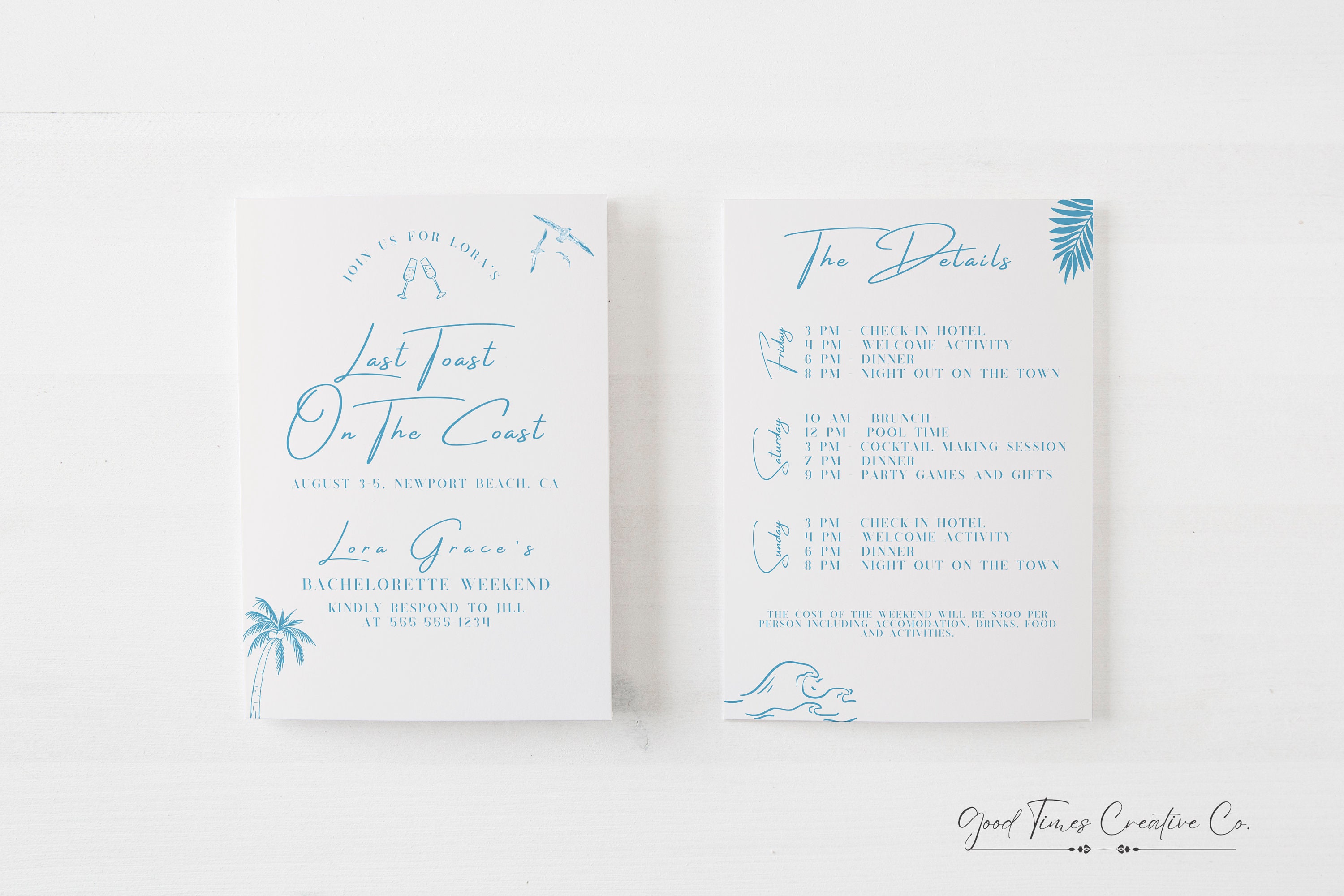 Last Toast on the Coast Bachelorette Invitation, Bachelorette Weekend ...