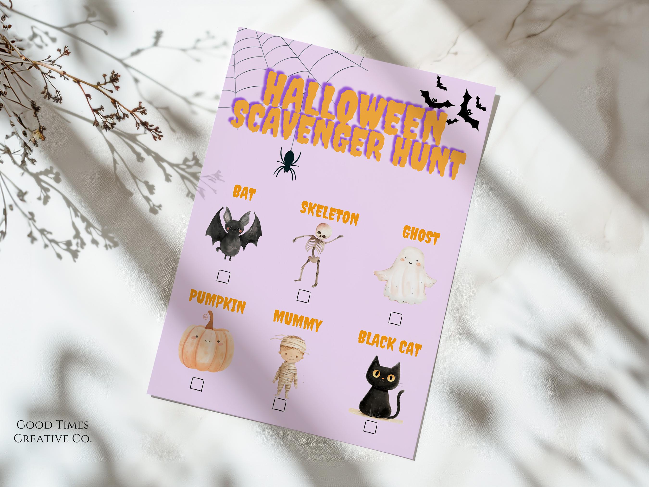 Printable Halloween Scavenger Hunt, Kids Halloween Game Printable ...