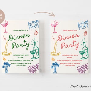 Hand-drawn Dinner Party Invitation: Whimsical Scribble Design (canva ...