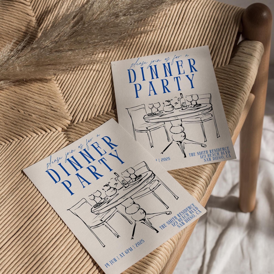 Hand-drawn Dinner Party Invitation Template: Whimsical Scribble Design ...