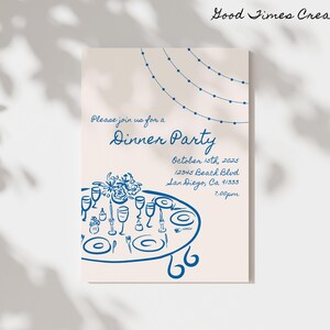 Dinner Party Invitation Template, Editable Hand Drawn, Handwritten ...