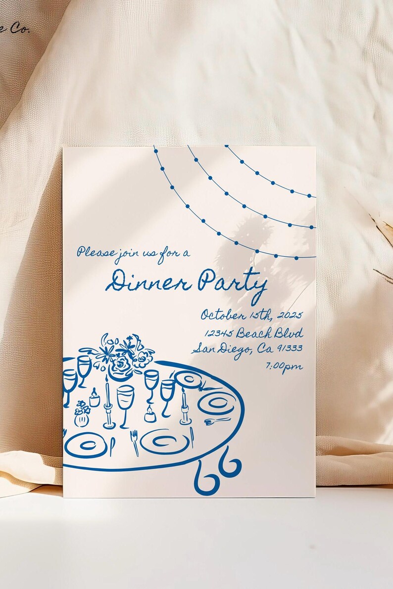 Hand-drawn Dinner Party Invitation Template: Whimsical Scribble (canva ...