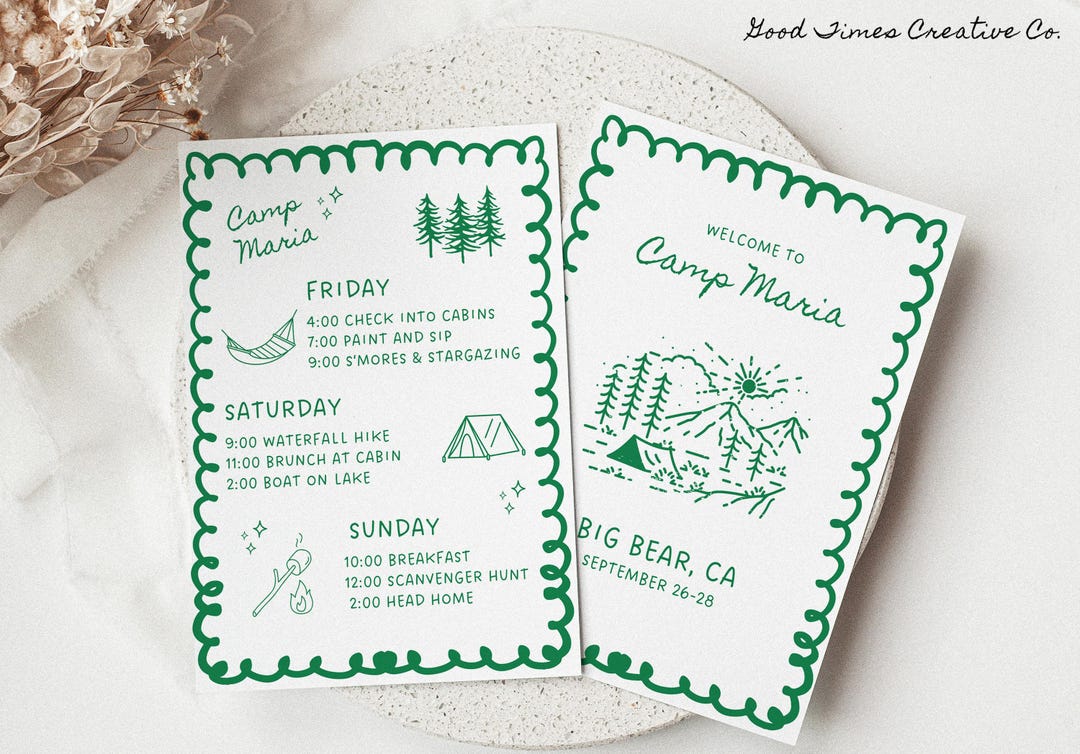 Camp Bach Invitation Template, Bachelorette Invite and Itinerary, Bach ...