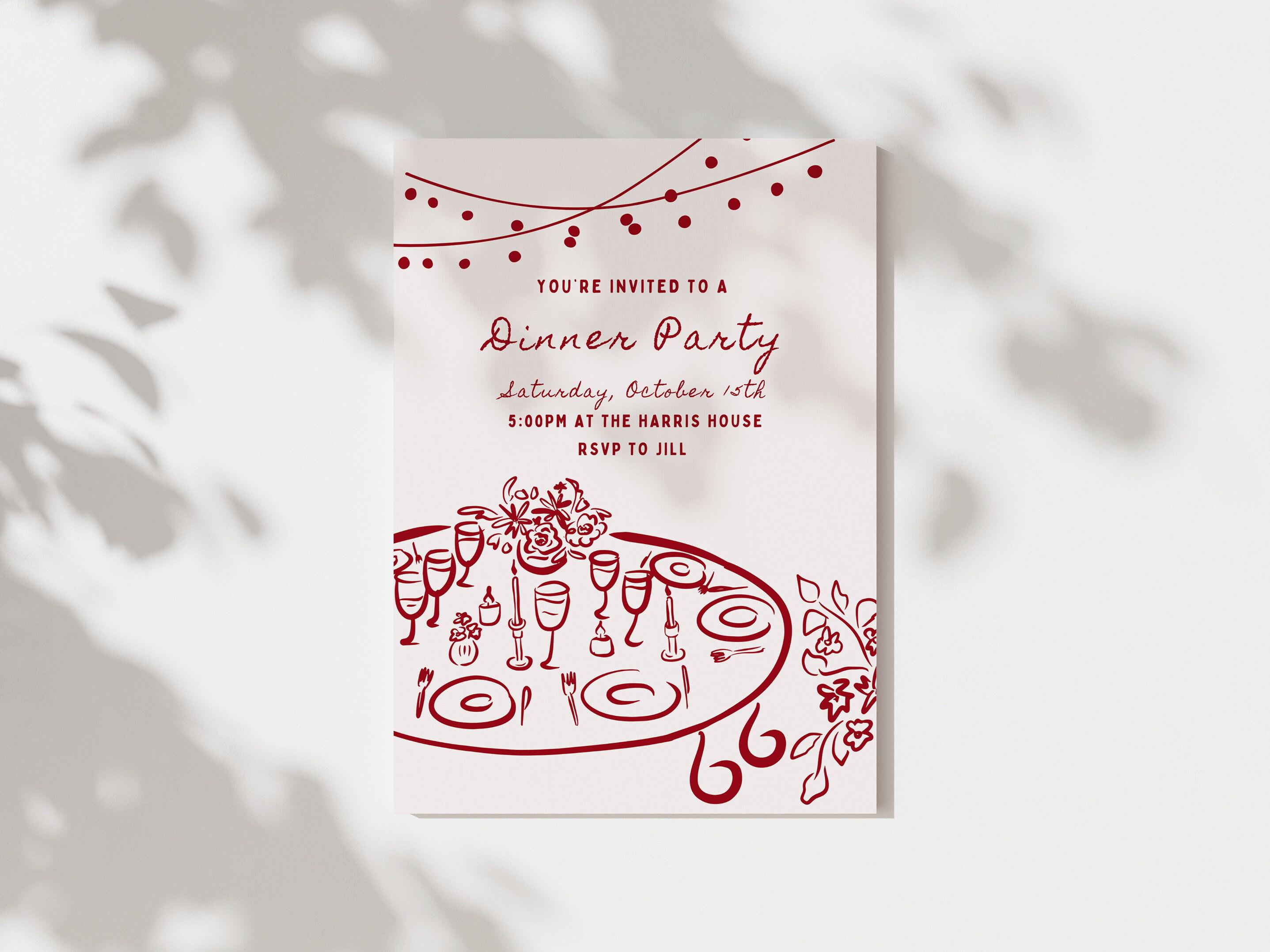 Hand-drawn Dinner Party Invitation Template: Whimsical Scribble Design ...