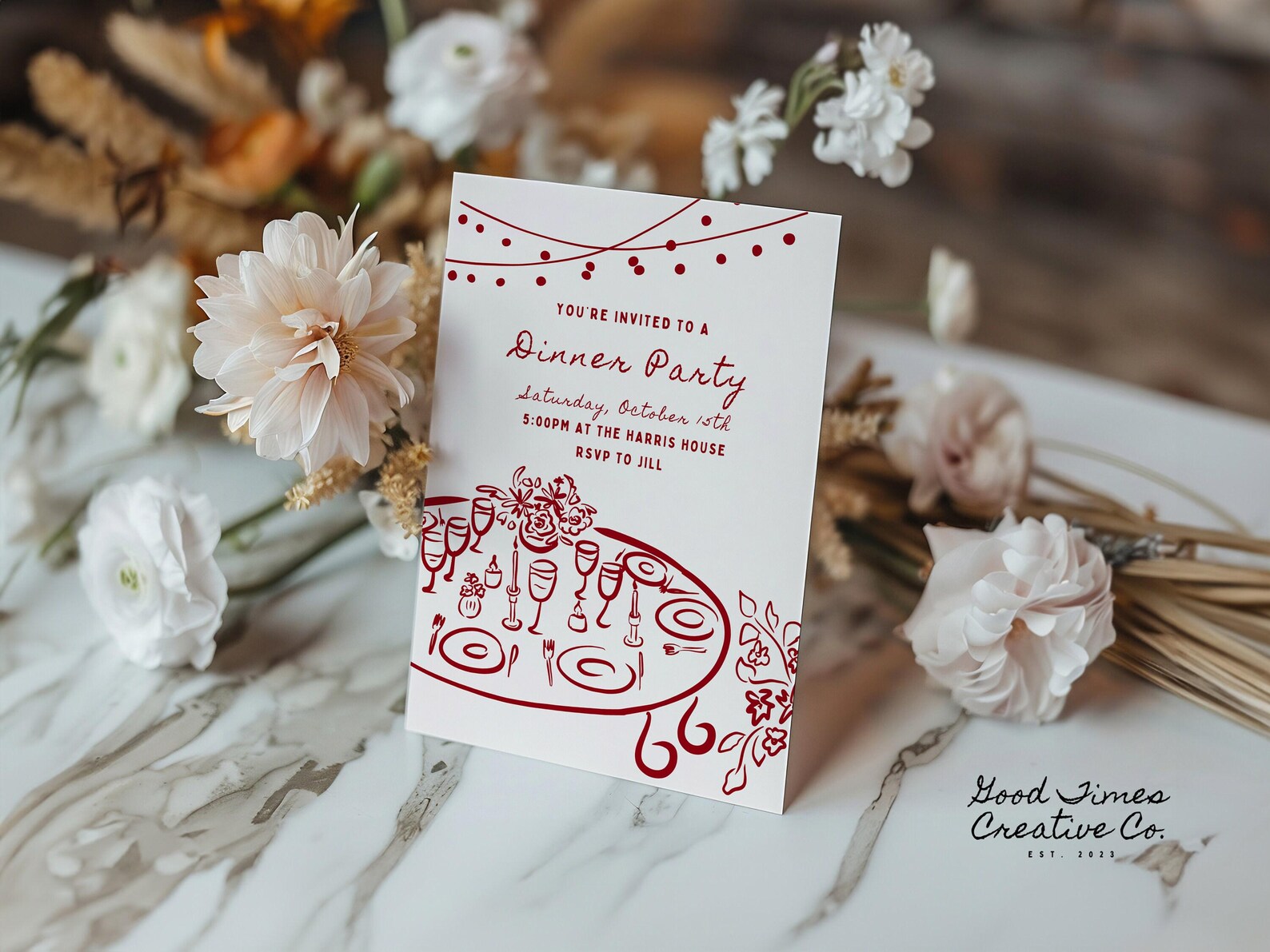 Hand-drawn Dinner Party Invitation Template: Whimsical Scribble Design ...