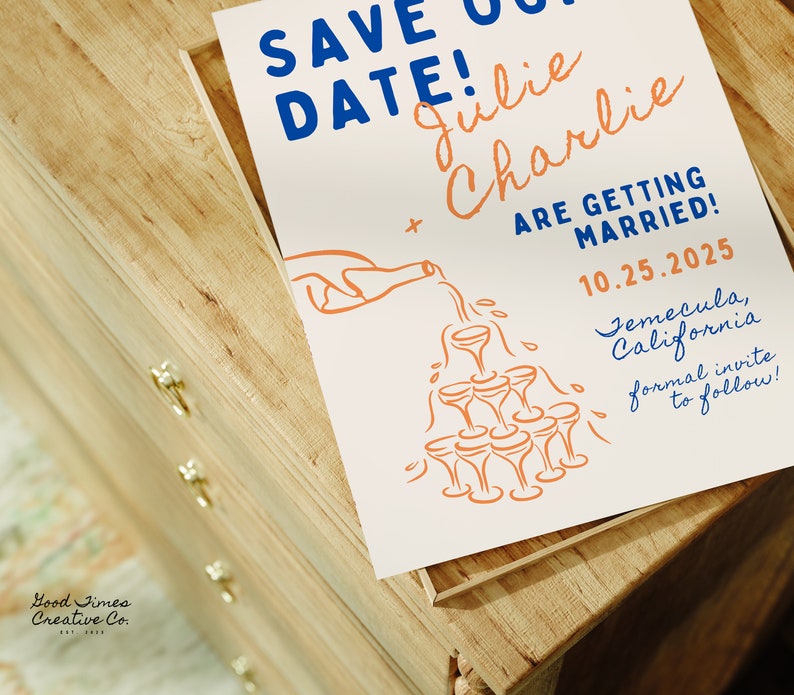 Wedding Save the Date Template, Editable Hand Drawn, Handwritten Save the Date, Illustration ...