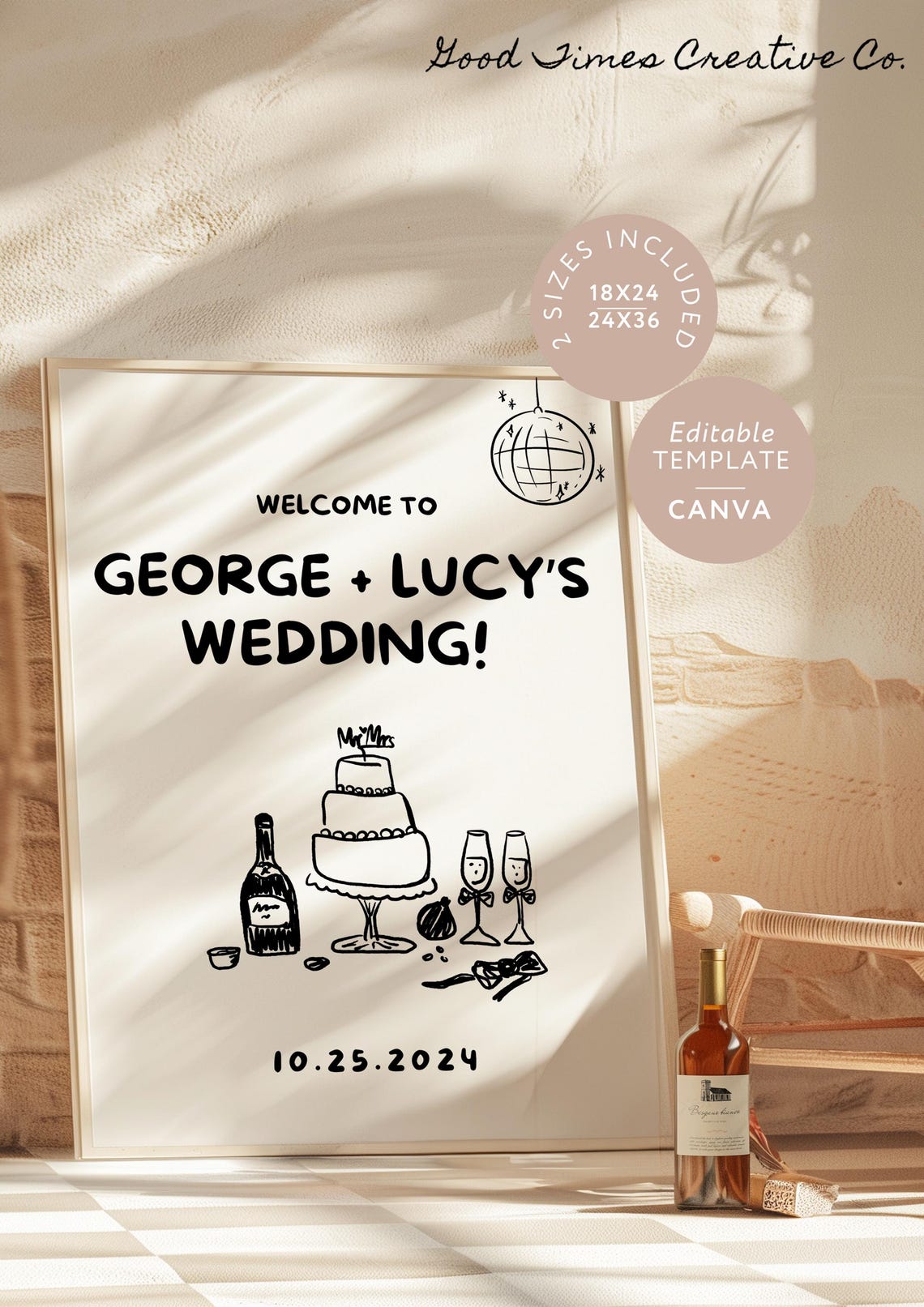 Wedding Welcome Sign Template Hand Drawn Scribble Illustration ...