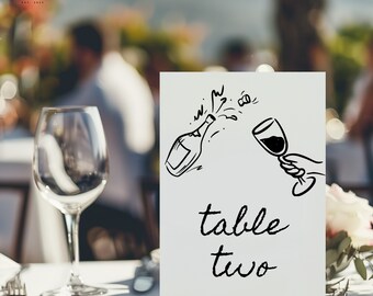 Handwritten Table Number Template Whimsical Table Number Wedding Table ...