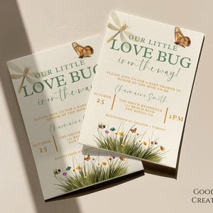 Love Bug Baby Shower Invitation Template: Floral Insects (canva) - Etsy