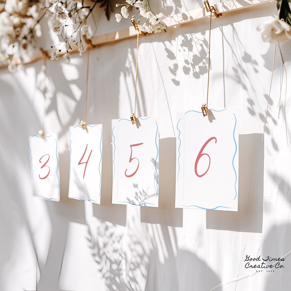 Handwritten Table Number Template Fun Wavy Border Table Number Wedding ...