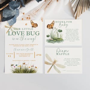 Love Bug Baby Shower Invitation Template: Floral Insects (canva) - Etsy