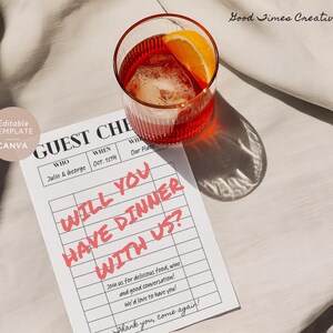 Dinner Party Invitation Template, Editable, Handwritten Invitation ...