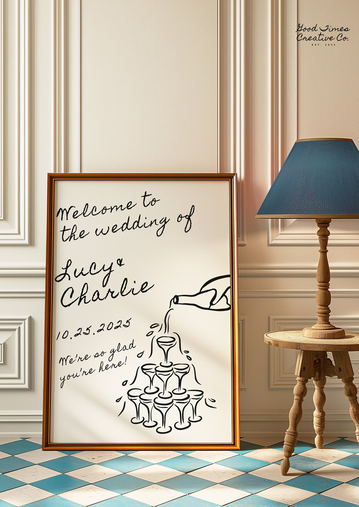 Wedding Welcome Sign Template Hand Drawn Scribble Illustration ...