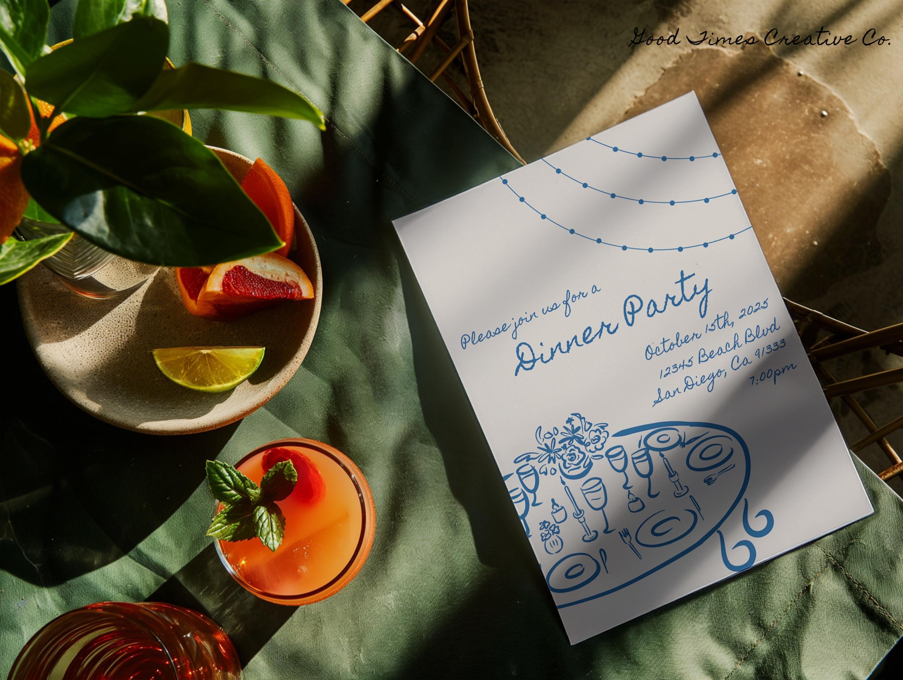 Hand-drawn Dinner Party Invitation Template: Whimsical Scribble (canva ...