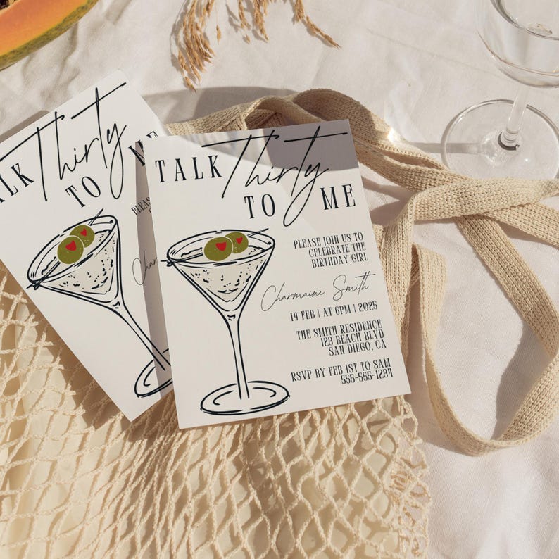 Invitación de cumpleaños de Talk Thirty To Me: Fiesta de Martini ...