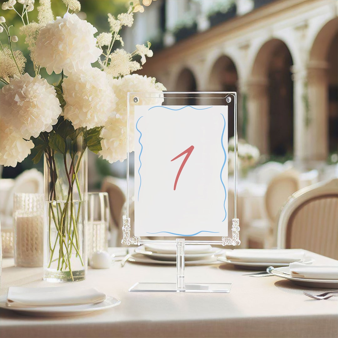 Handwritten Table Number Template Fun Wavy Border Table Number Wedding ...