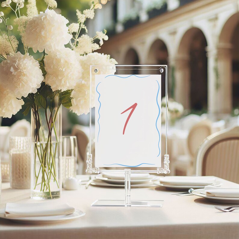 Handwritten Table Number Template Fun Wavy Border Table Number Wedding ...