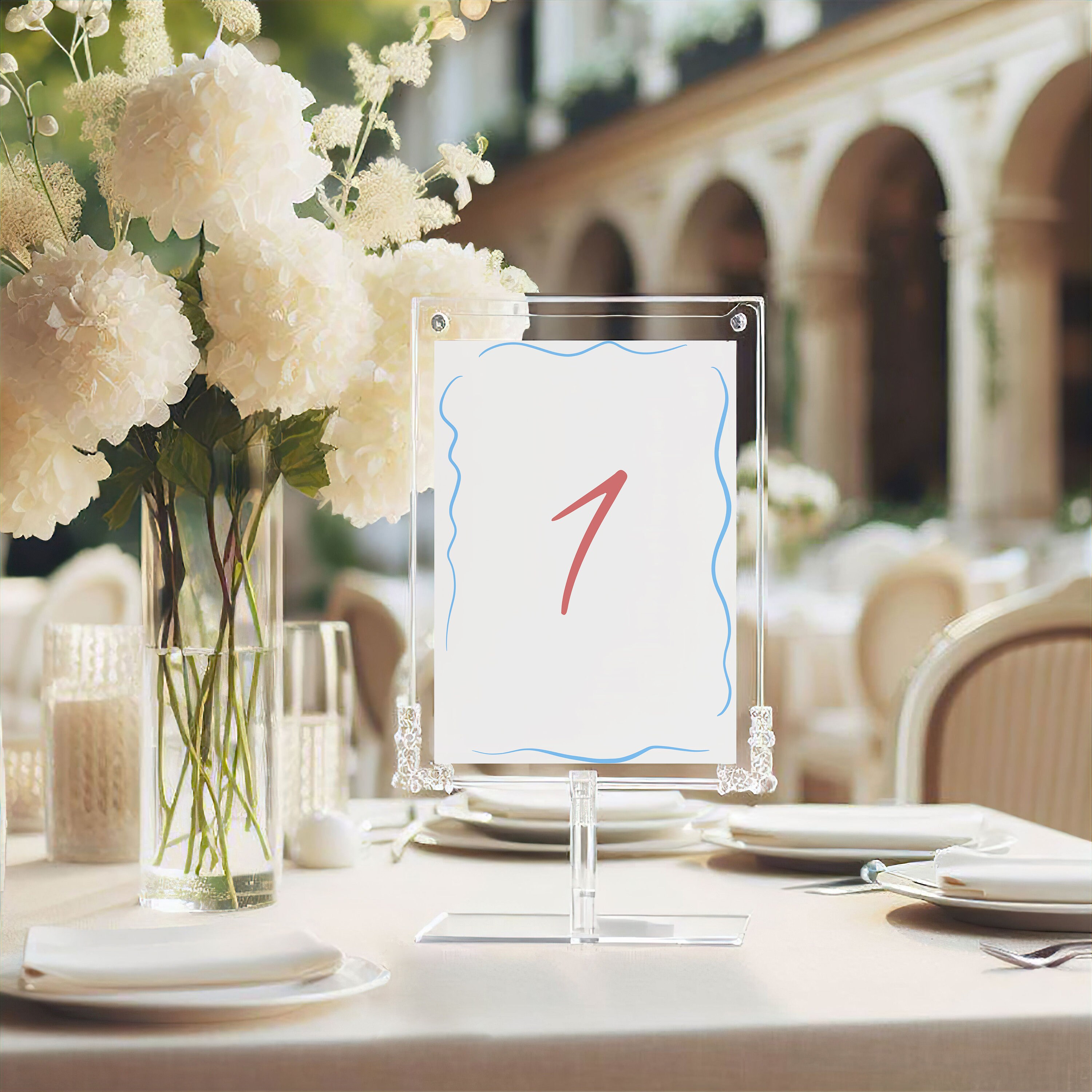 Handwritten Table Number Template Fun Wavy Border Table Number Wedding ...