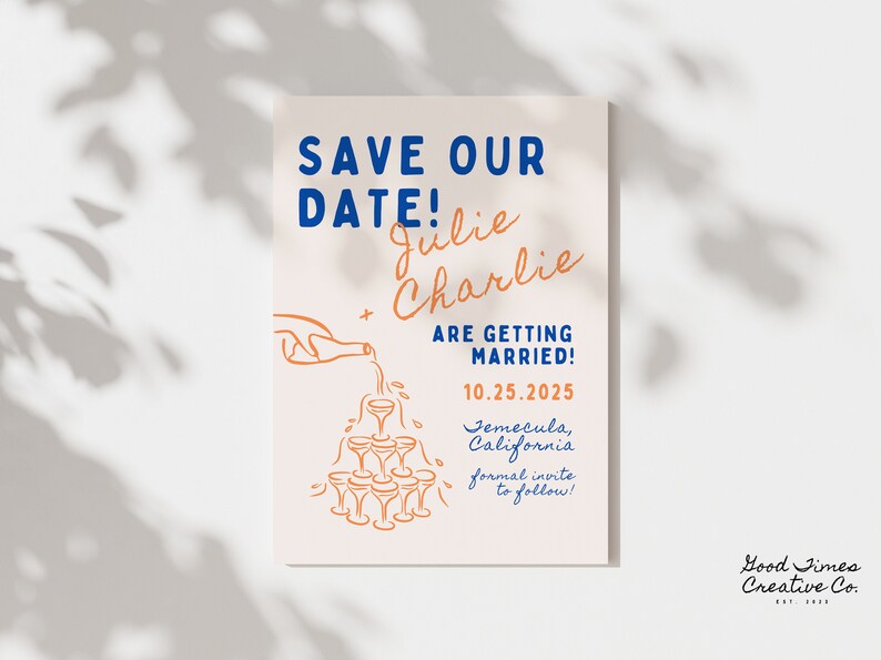 Wedding Save the Date Template, Editable Hand Drawn, Handwritten Save the Date, Illustration ...