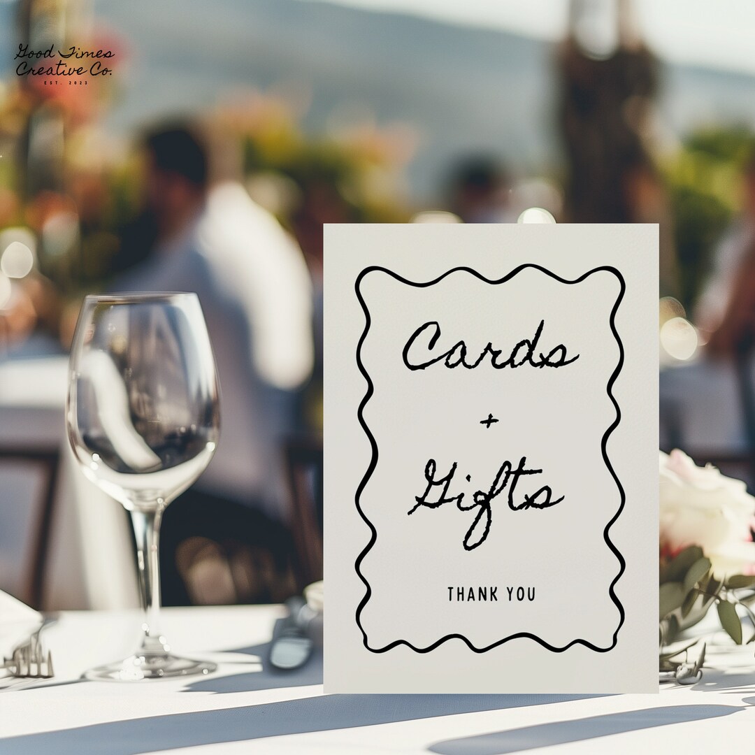 Editable Cards and Gifts Sign Printable, Whimsical Minimalist Wedding ...