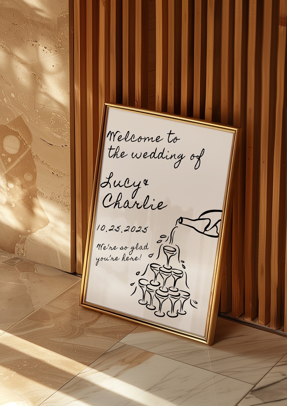 Wedding Welcome Sign Template Hand Drawn Scribble Illustration ...