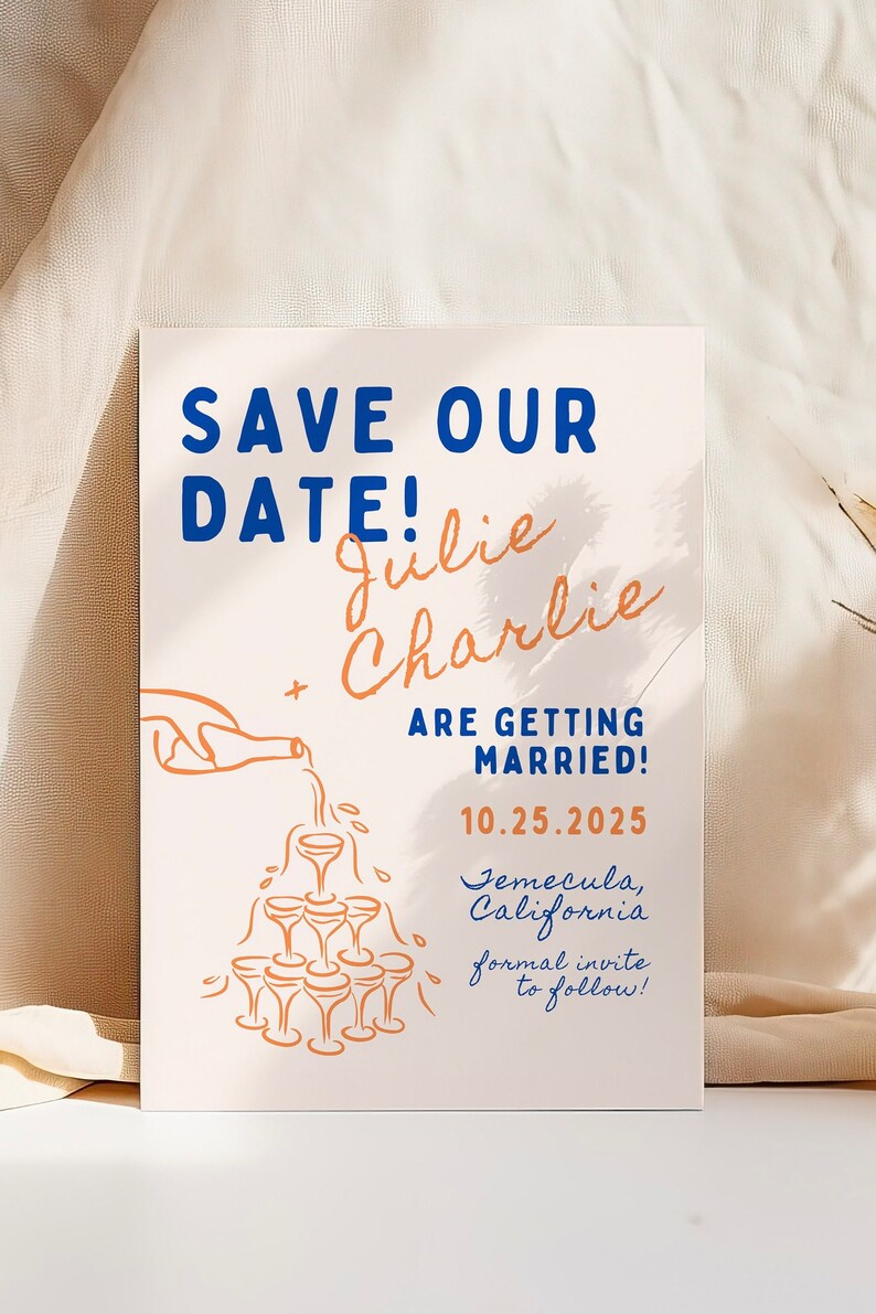 Wedding Save the Date Template, Editable Hand Drawn, Handwritten Save the Date, Illustration ...