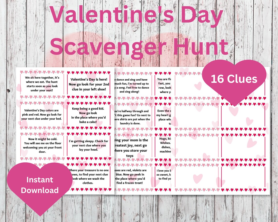 Valentine's Day Scavenger Hunt | Valentine's Indoor Scavenger Hunt ...