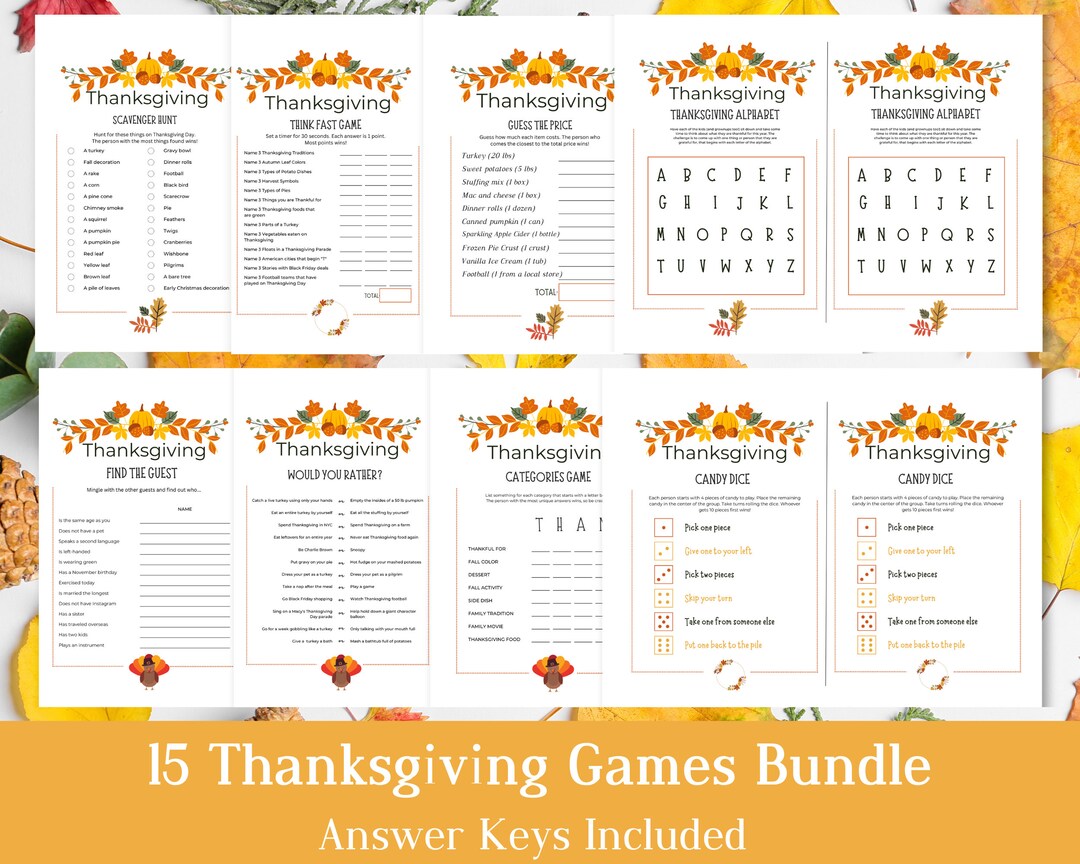 Thanksgiving Scavenger Hunt | Thanksgiving Party Games Bundle Printable ...