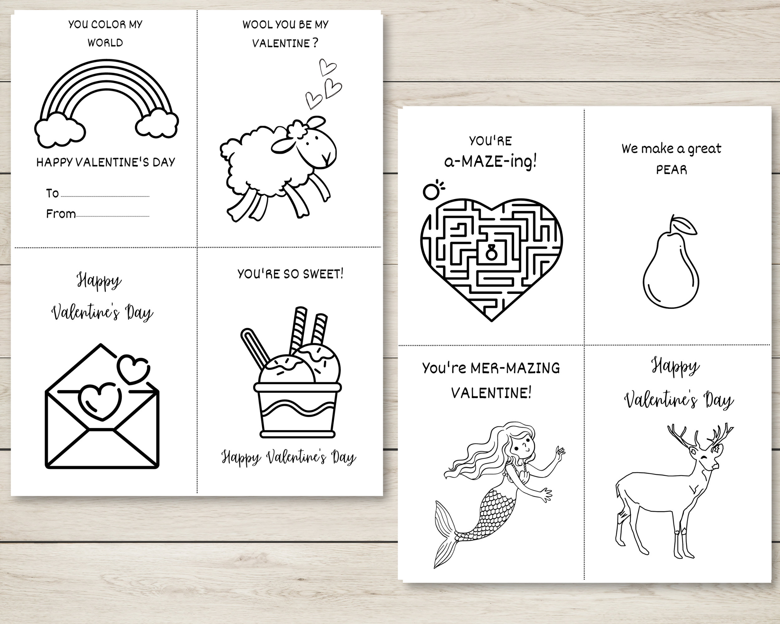 Black & White Printable Valentines Day Cards | Valentine's for Kids ...