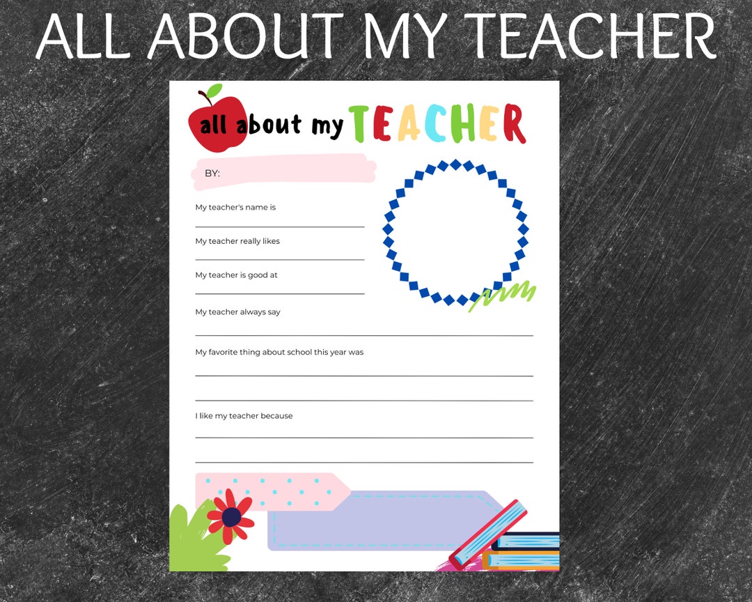 All About My Teacher Questionnaire, Teacher Appreciation Week, Coloring ...