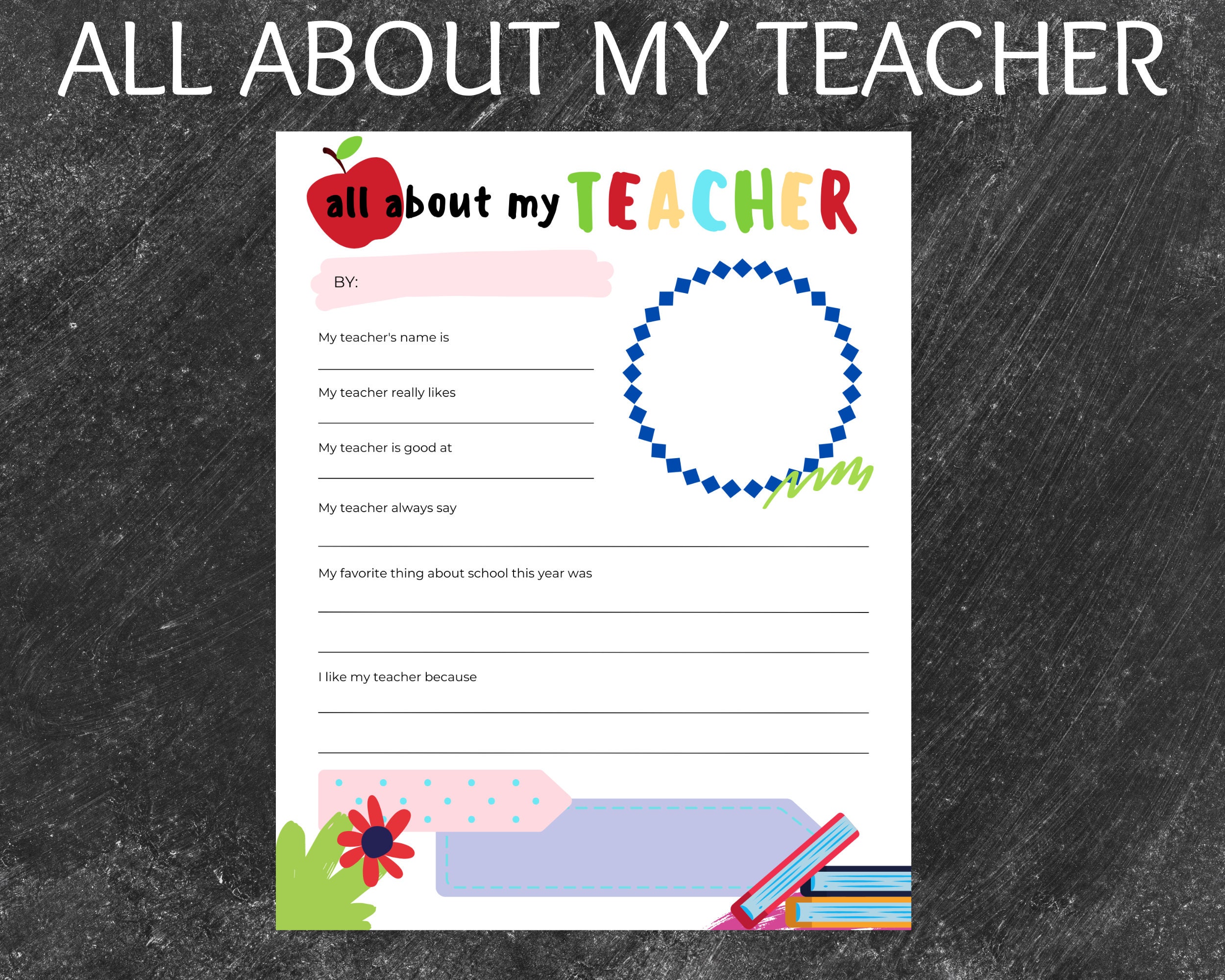 All About My Teacher Questionnaire, Teacher Appreciation Week, Coloring ...