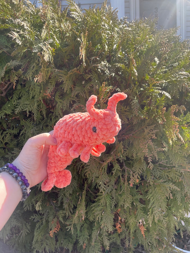 Handmade Crochet Shrimp Plushie Shrimp Crochet Amigurumi Emotional Support Pet Prawn Plush ...