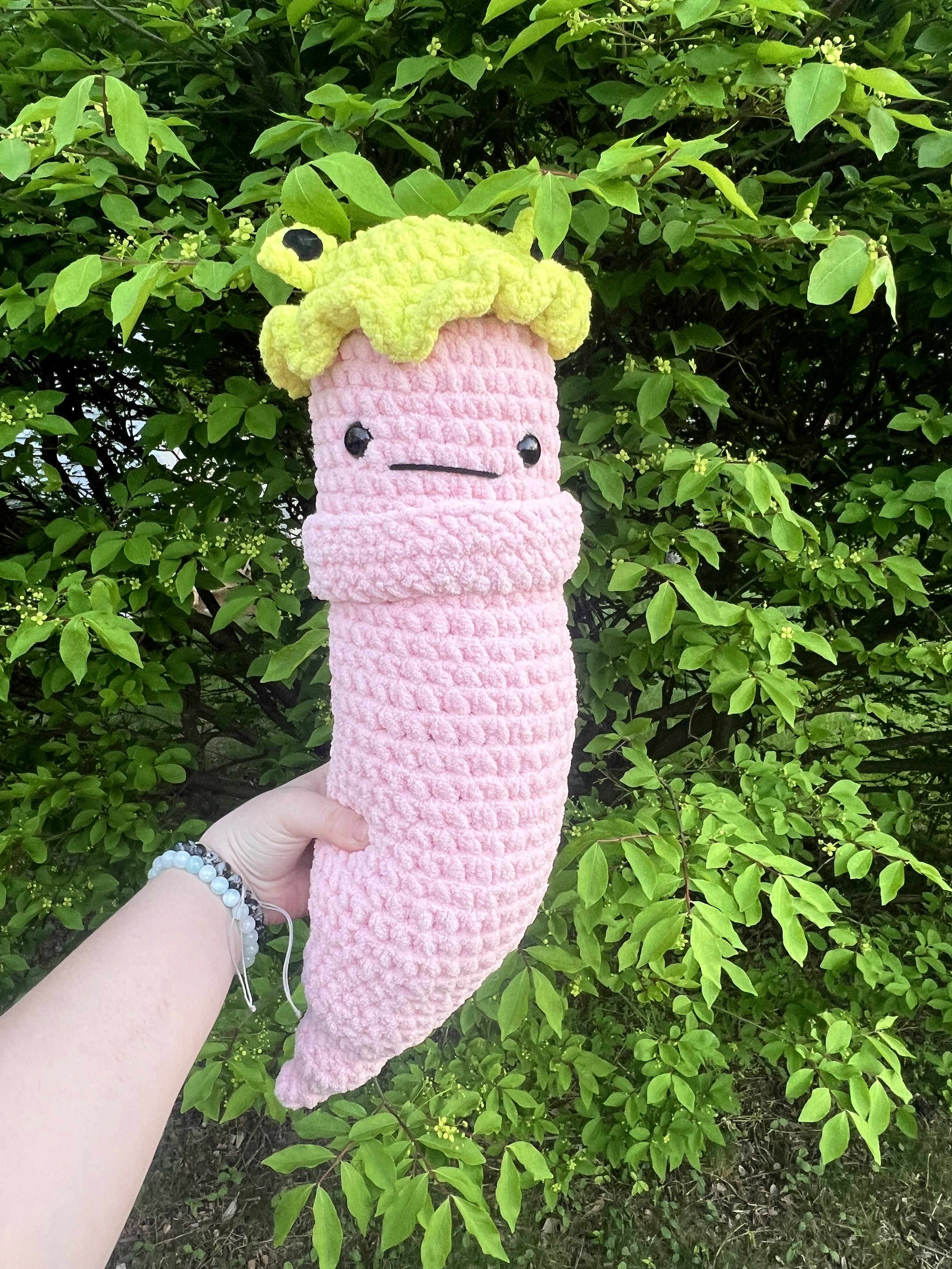 Froggie Earthworm Plushie Worm Frog Bucket Hat Handmade Crochet Plush ...