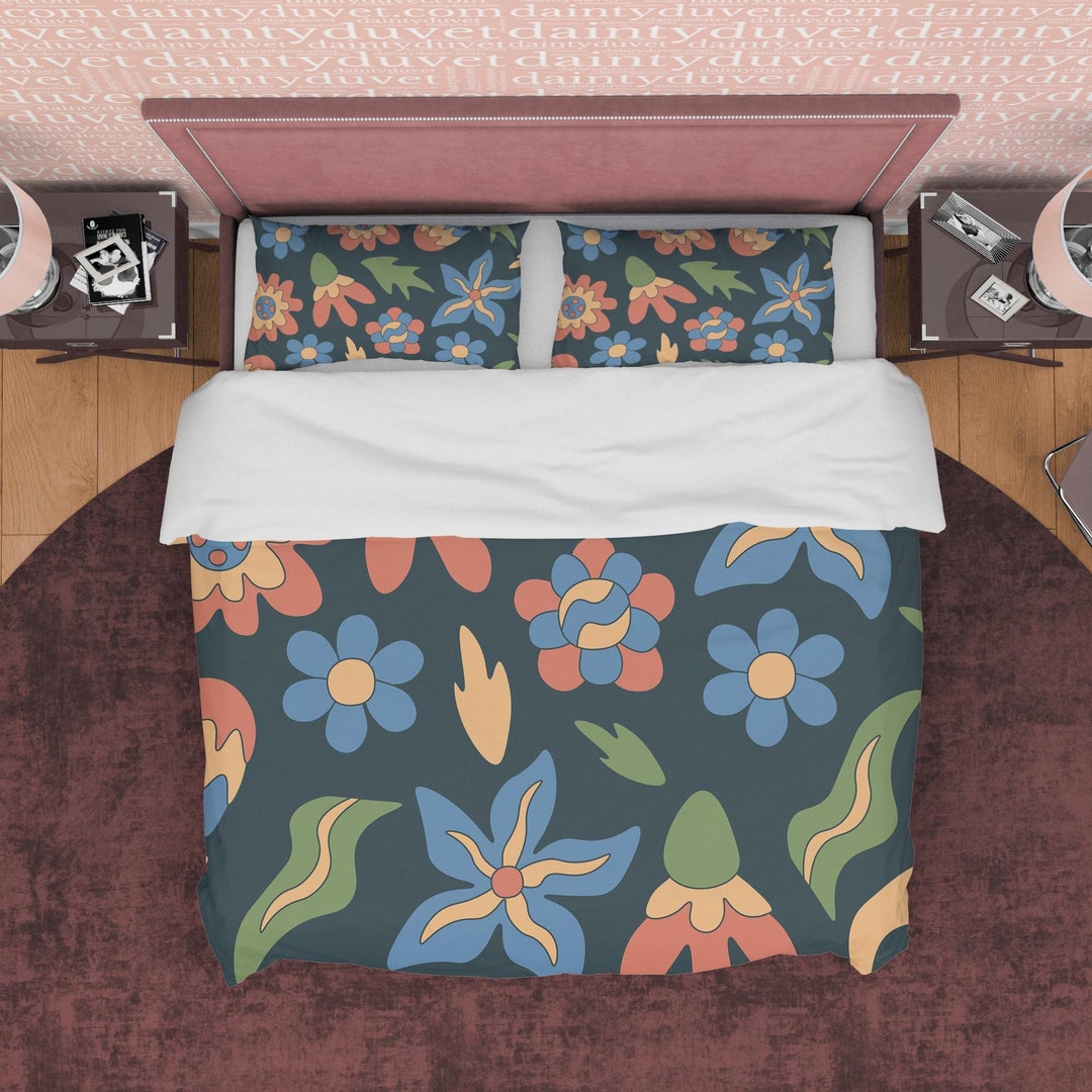 Pastel Color Duvet Cover Colorful Quilt Cover, Retro Bedding Set 90s ...