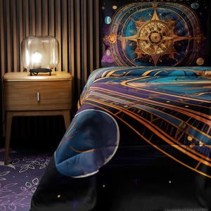 Compass Rose Comforter, Celestial Bedding, Soft Duvet, Astronomical Map ...