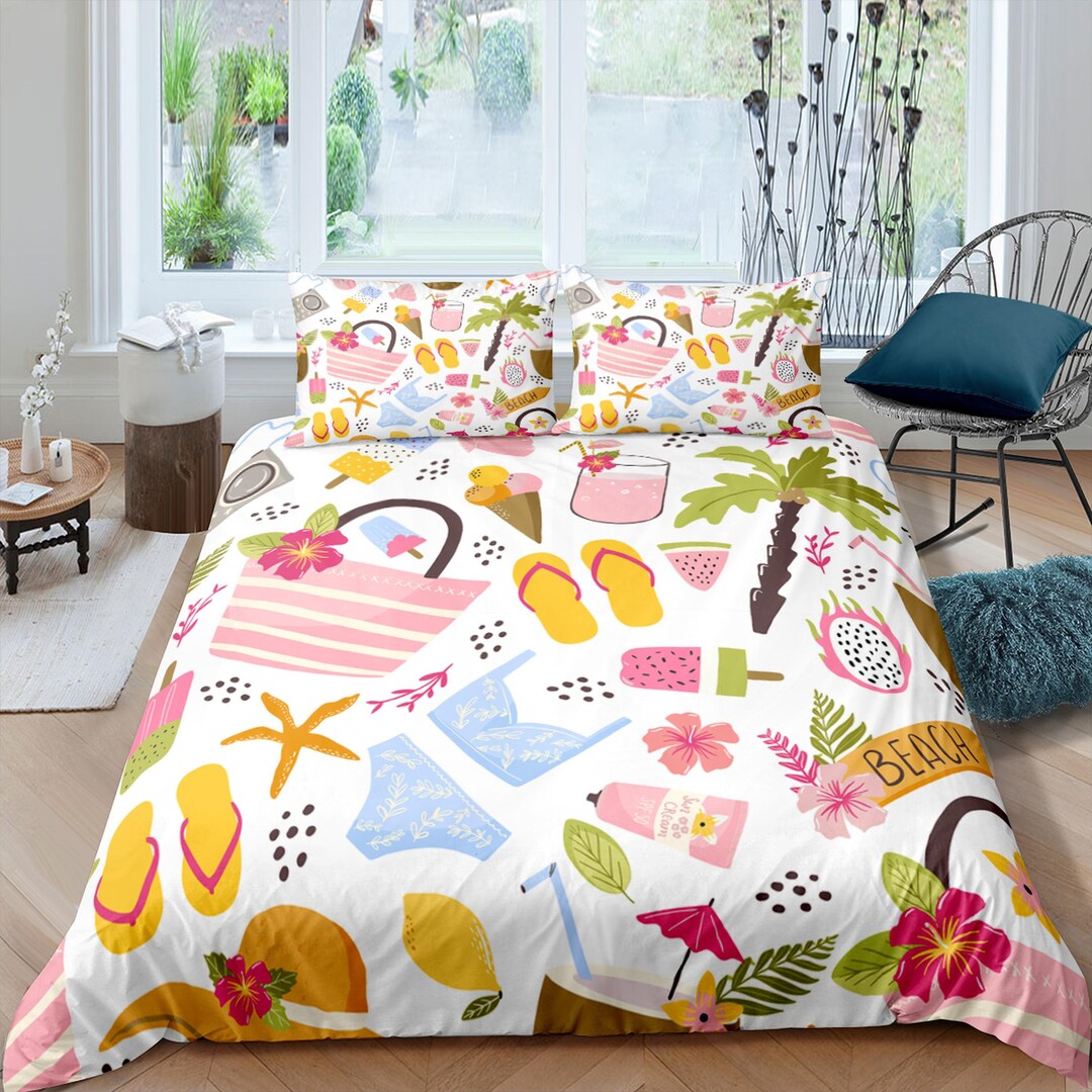 Beach Essentials Bikini Coastal Grandma Duvet Cover Nautical Bedding ...