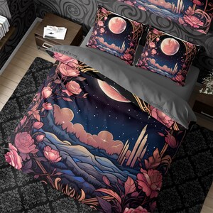 Alchemy Aesthetic Pink Moon Duvet Cover Dark Cottagecore Quilt Cover ...