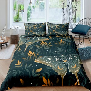 Celestial Bedding Blue Sky Sun and Moon, Witchy Decor Dorm Bedding ...